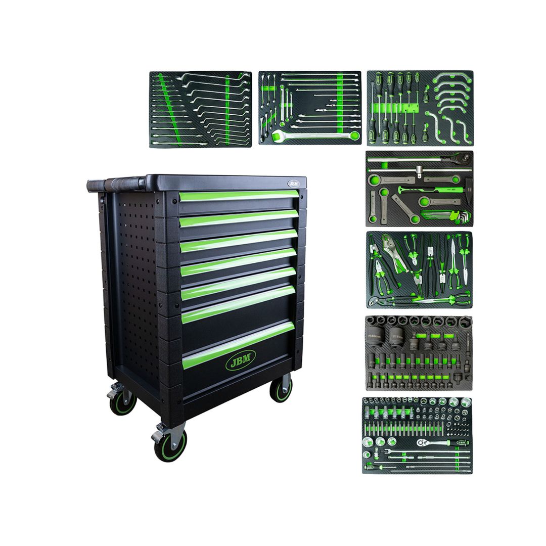 CARRO DE HERRAMIENTAS JBM 54240 7 CAJONES VERDE, ESPECIAL CAMIÓN – eFerre